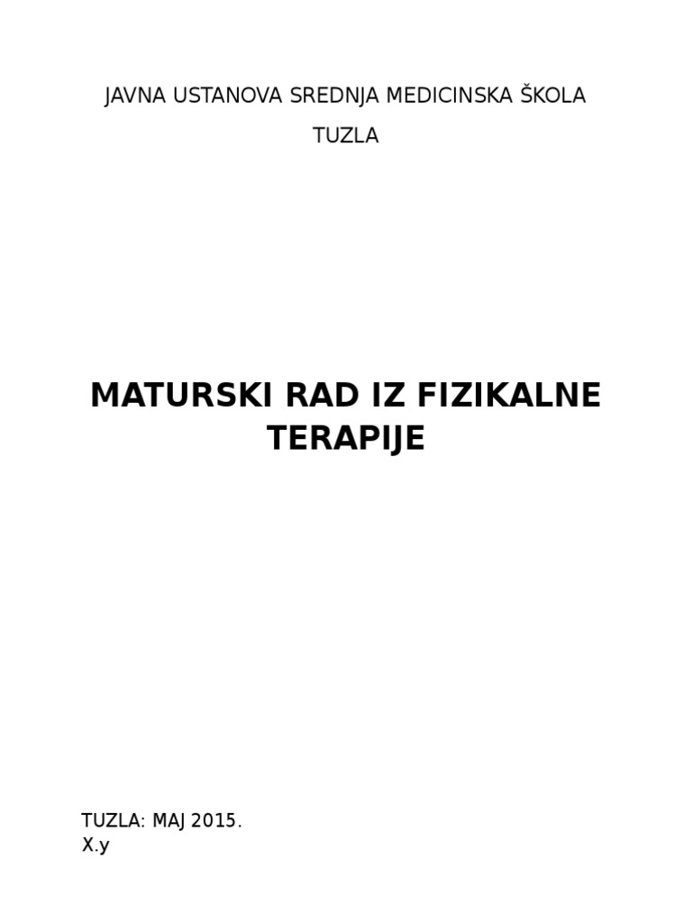 MATURSKI Fizikalne Terapije | PDF