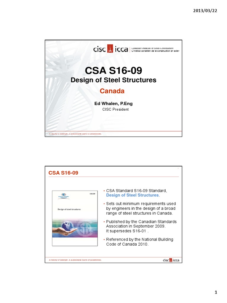 CSA S16-09 CSA S16 09: Design of Steel Structures | PDF
