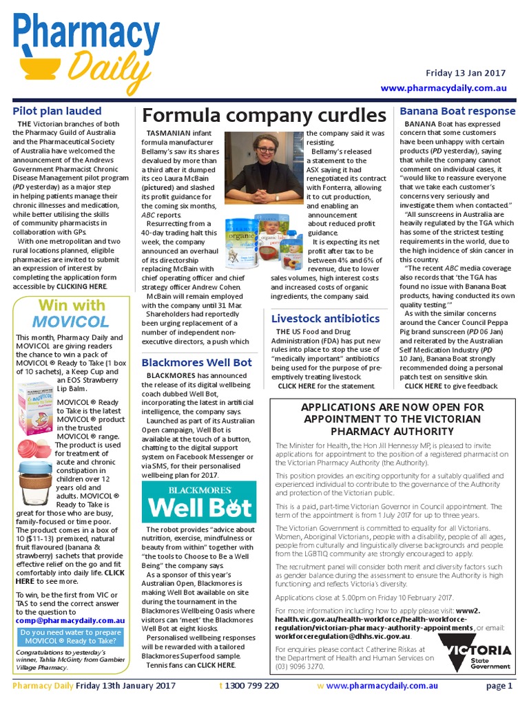 Pharmacy Daily For Fri 13 Jan 2017 - Formula Company Curdles, J | PDF ...