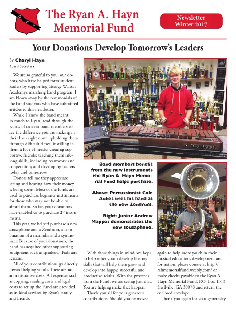 Ryan Hayn Memorial Fund Newsletter 2017 | PDF | Leisure | Entertainment ...
