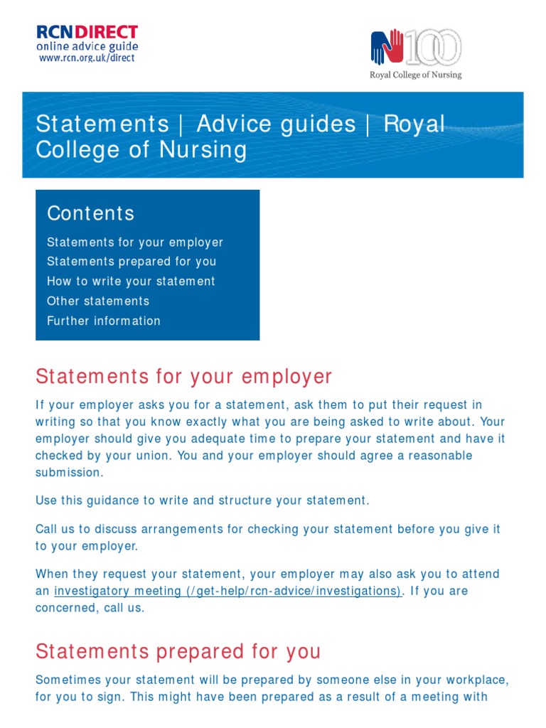Guidance for Writing Employer Statements | PDF | Hearsay | Witness