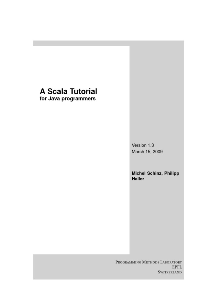 A Scala Tutorial For Java Programmers Pdf Scala Programming Language Class Computer 