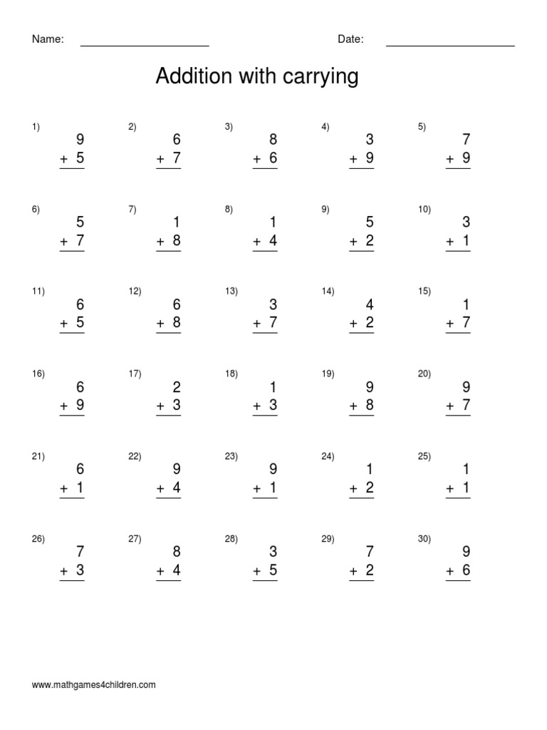 Addition With Carrying 2 | PDF | Games & Activities | Teaching Methods ...