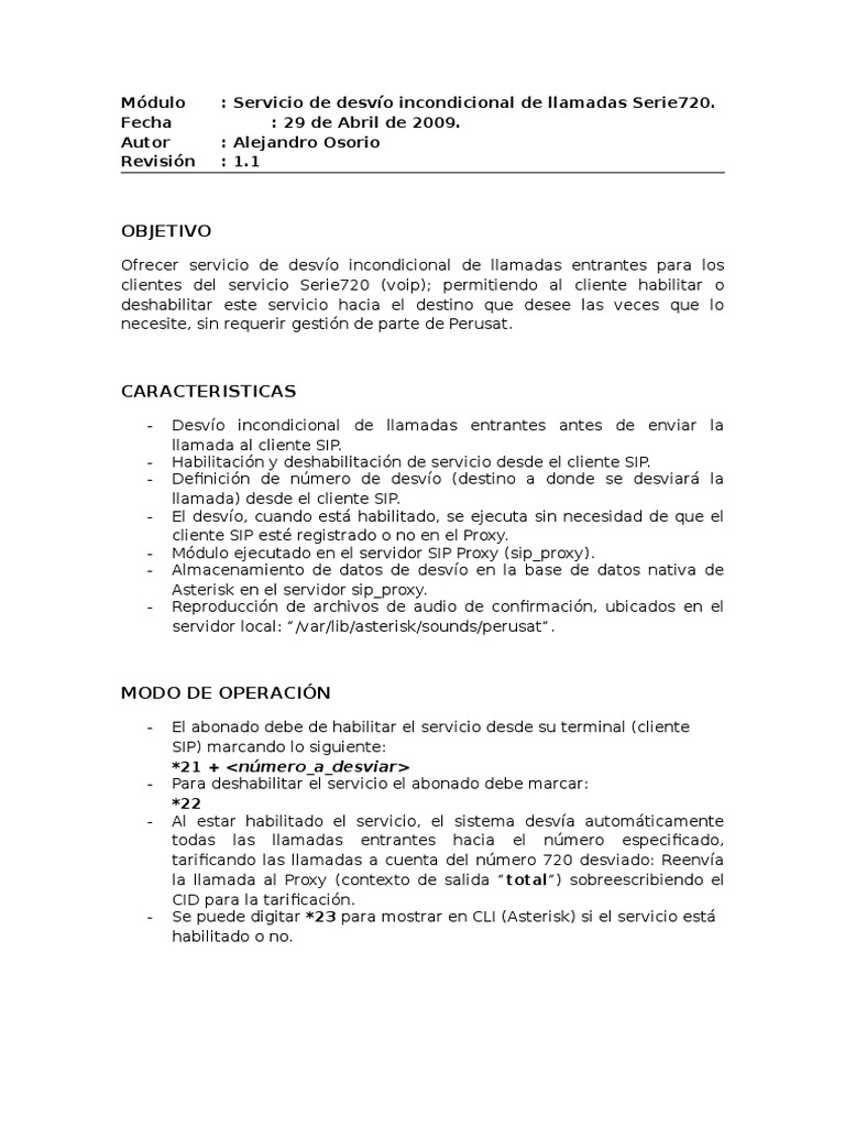 Documentacion Desvio Incondicional Entrantes | PDF | protocolo de ...