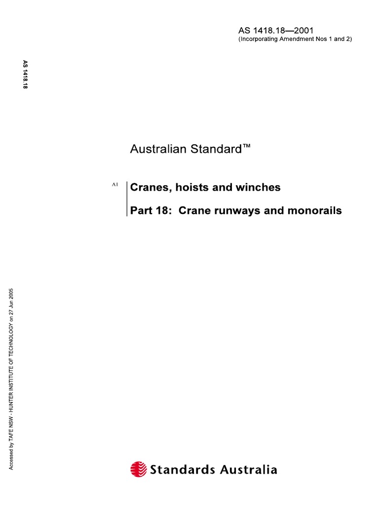 AS1418.18 - Cranes Hoists and Winches | PDF