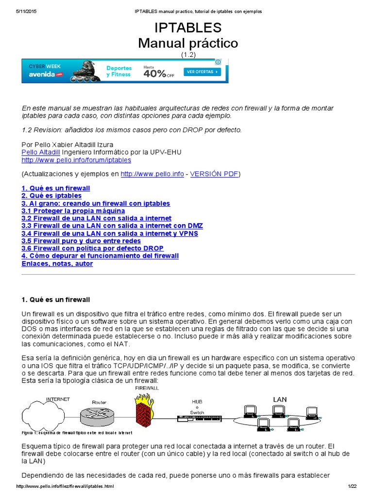 IPTABLES Manual Practico, Tutorial de Iptables Con Ejemplos | PDF | Cortafuegos (informática ...