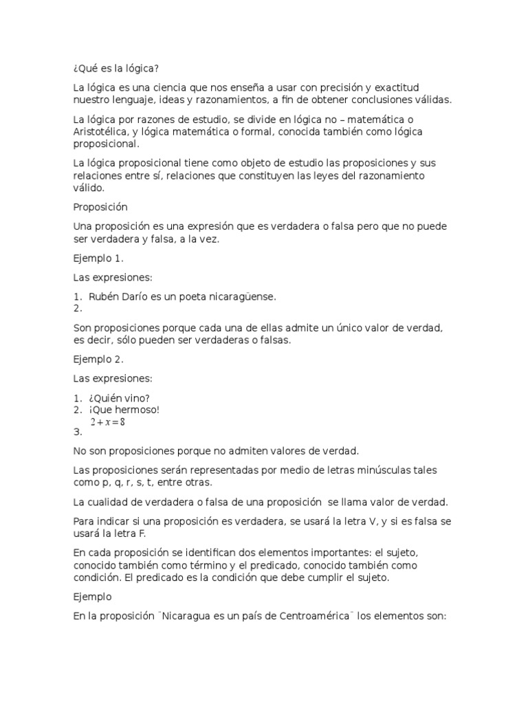Proposiciones Simples o Compuestas | Proposición | Lógica