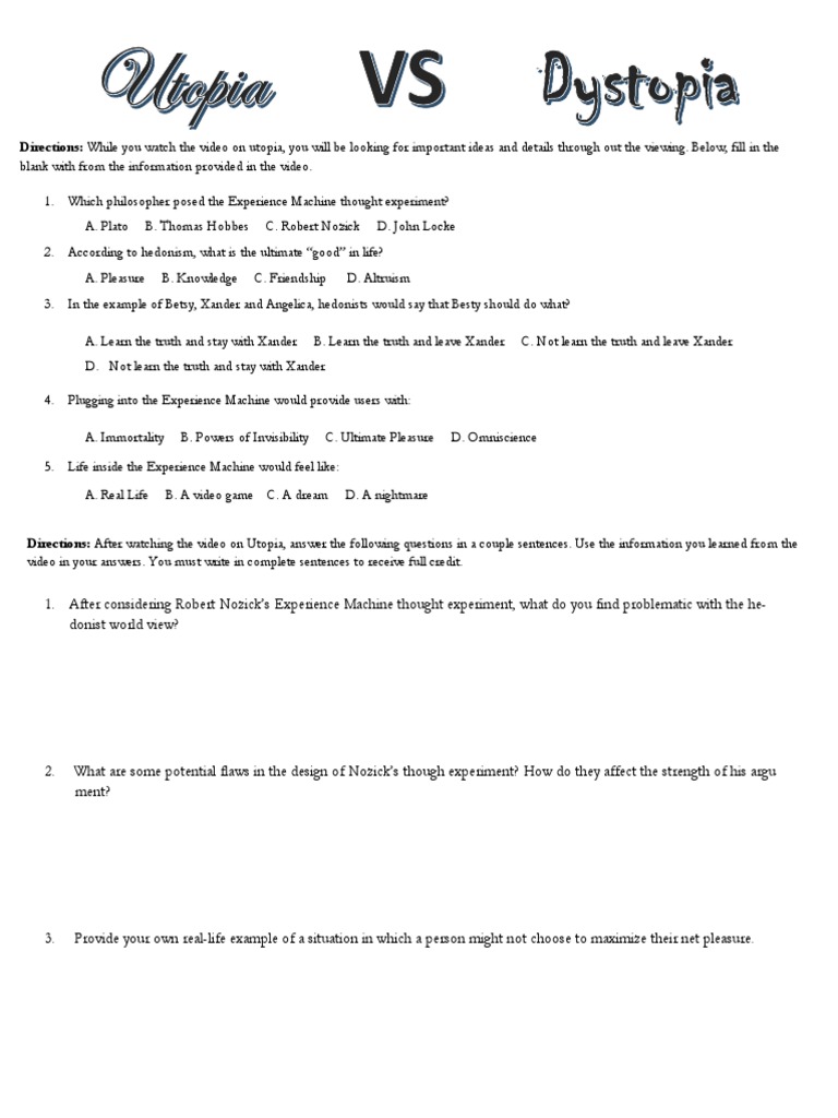 Utopia Vs Dystopia Video Notetaker | PDF