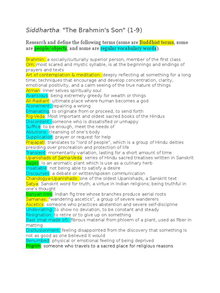 Siddhartha - The Brahmins Son | PDF