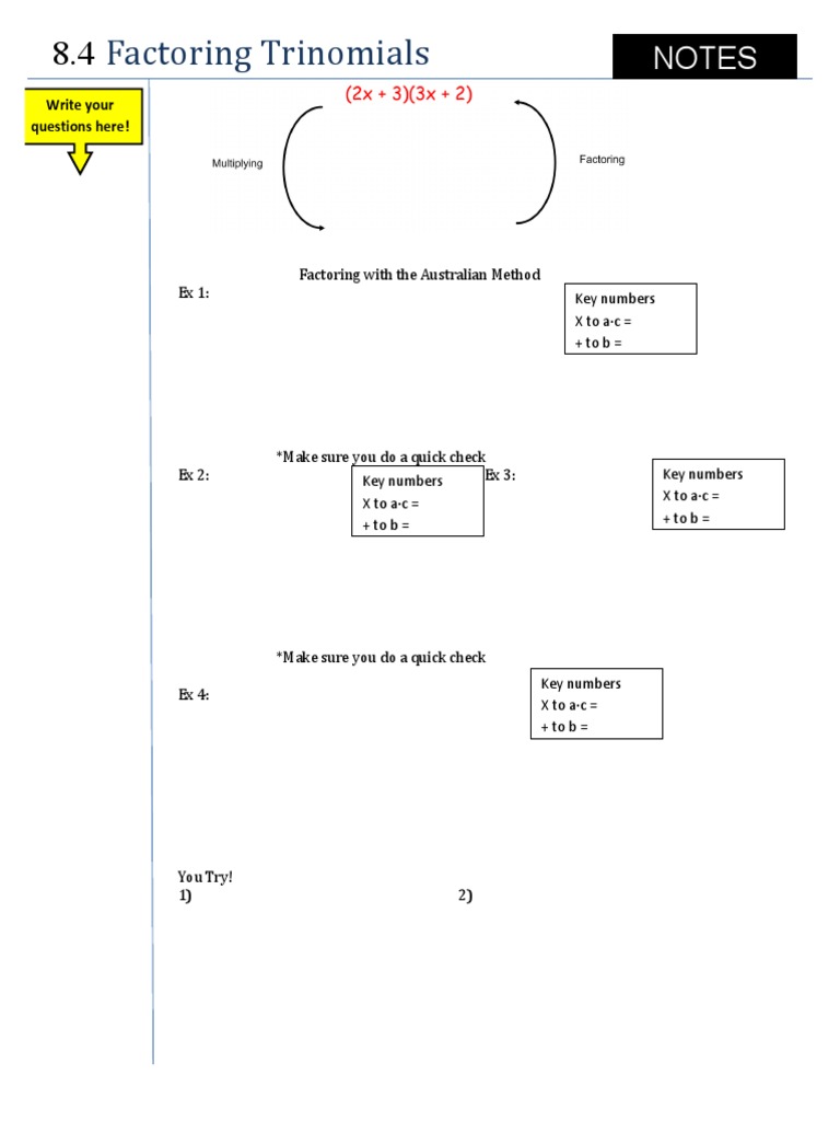 Trinomial Factoring Guide | PDF | Foreign Language Studies | Home & Garden
