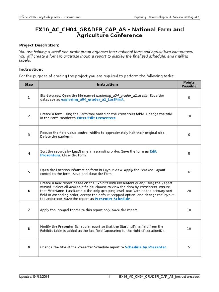 Ex16 Ac Ch04 Grader Cap As Instructions | PDF | Databases | Information Retrieval