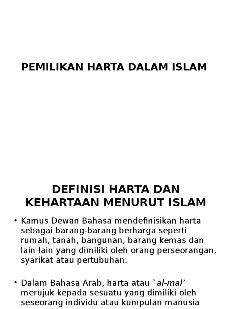 Pemilikan Harta dalam Islam | PDF | Filsafat | Hukum