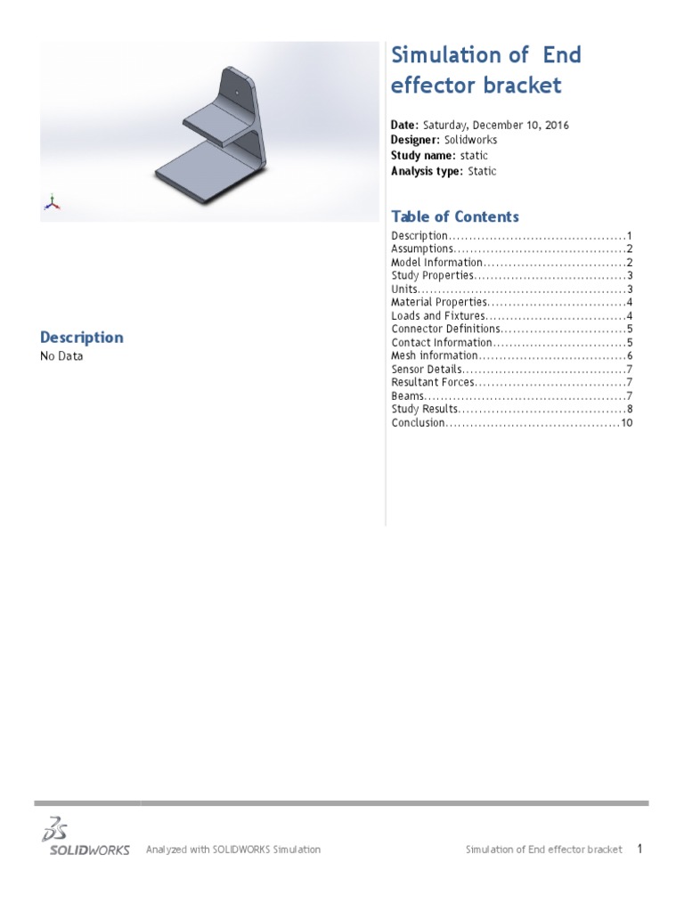 End Effector Bracket-Static | PDF | Strength Of Materials | Elasticity ...