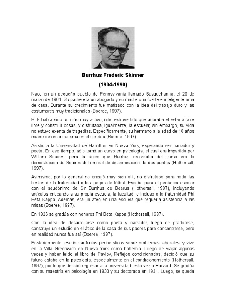 Biografia Skinner | PDF | Comportamiento | Reforzamiento