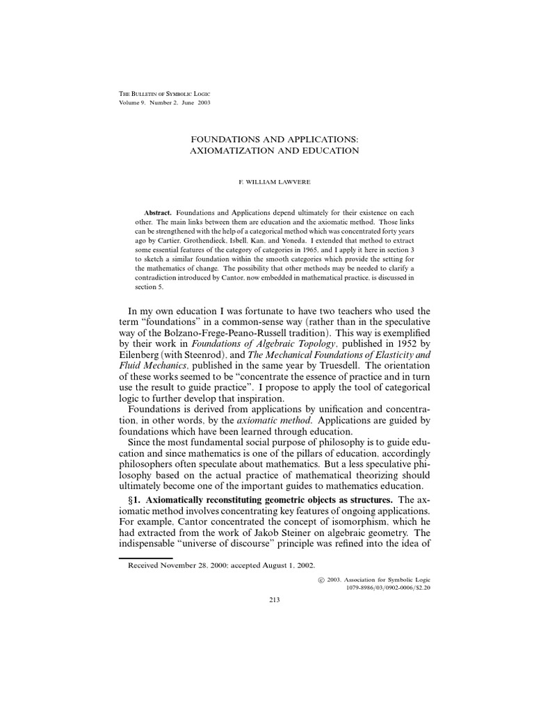 Foundations and Applications: Axiomatization and Education | PDF ...