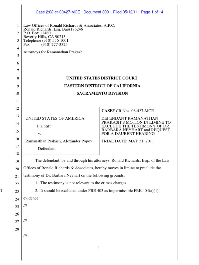 Motion For Continuance To Retain Expert Witness | PDF