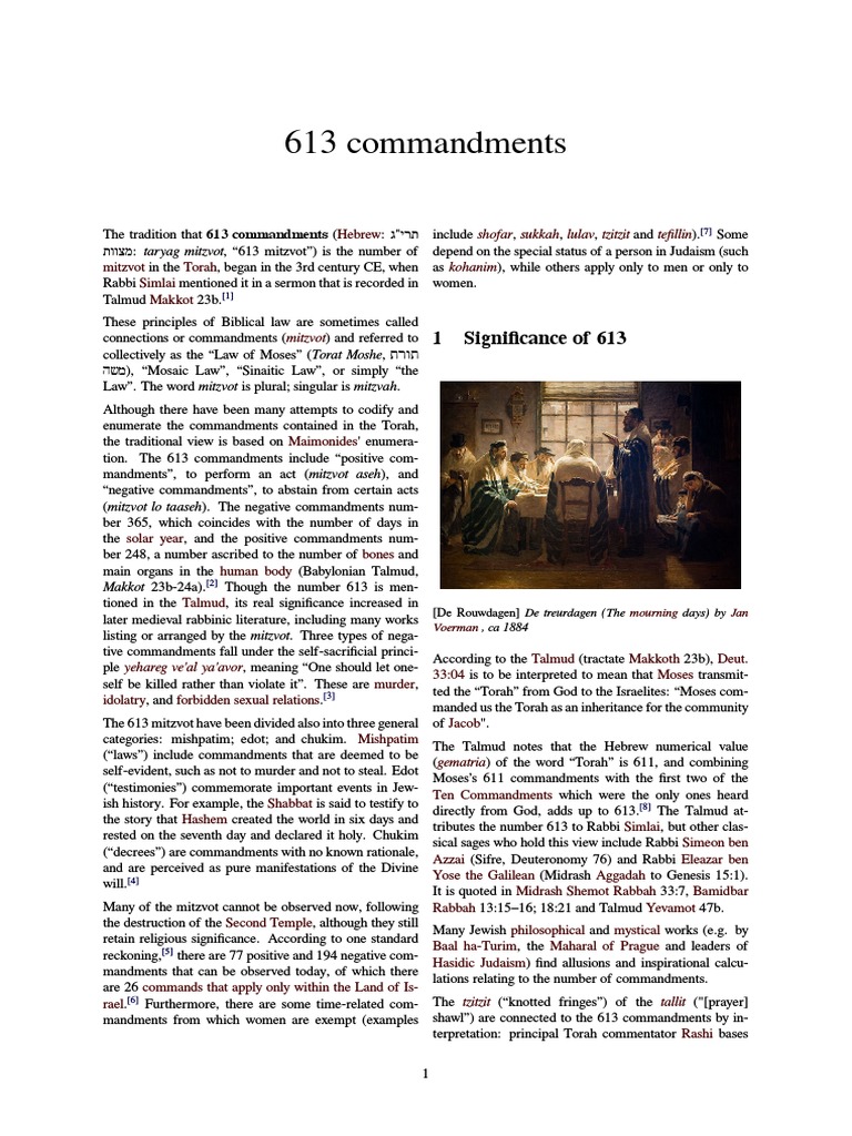 613 Commandments | PDF | Religious Rituals | Jewish Law