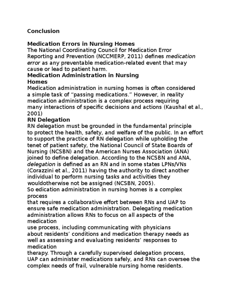Error As Any Preventable Medication-Related Event That May: Conclusion ...