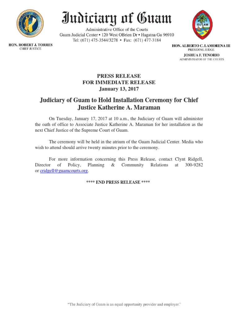 Installation of Chief Justice Maraman | PDF | Social Science | Law