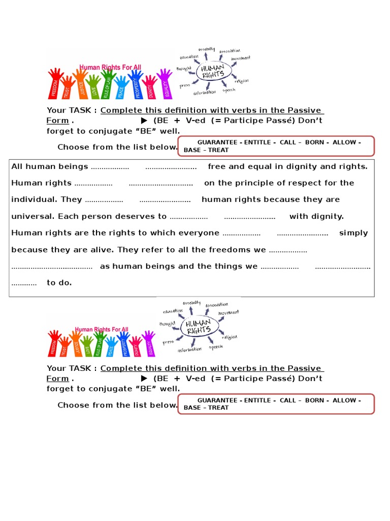 Cloze Test Definitions Passive Form | PDF | Dignity | Rights
