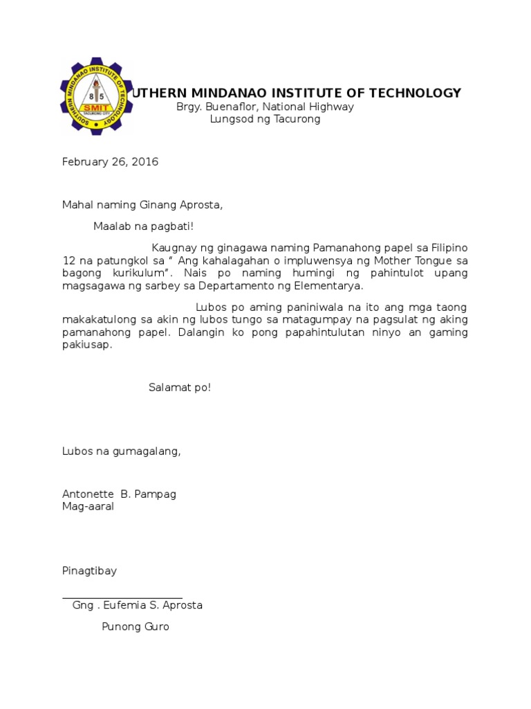 Letter For 'Survey | PDF