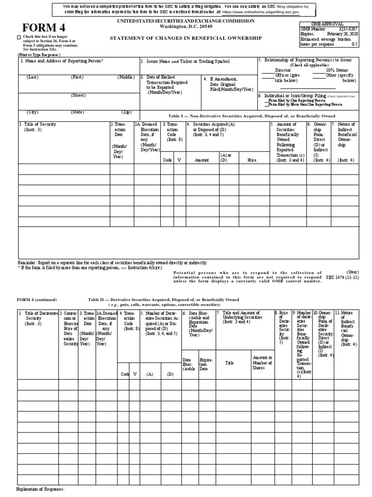 Form 4: Statement of Changes in Beneficial Ownership | PDF | Securities ...