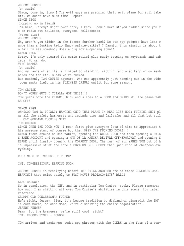 Mission Impossible Script | PDF | Leisure | Business