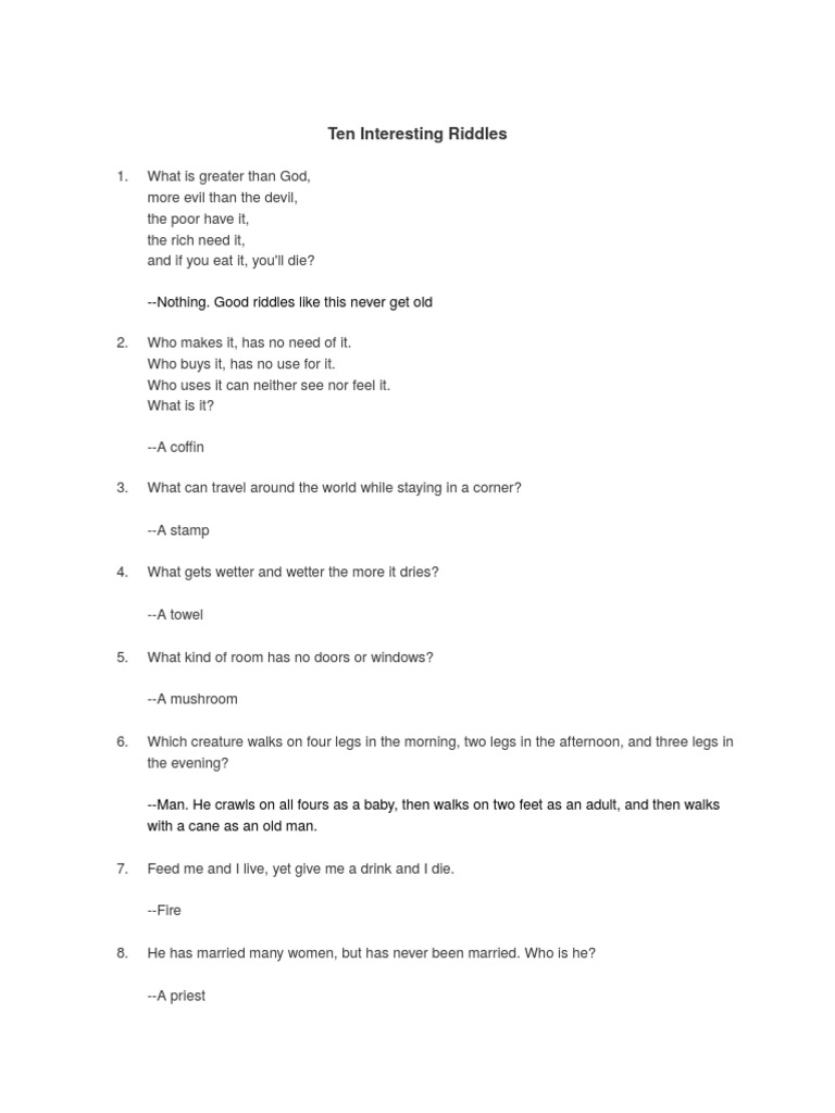 10 Interesting Riddles | PDF