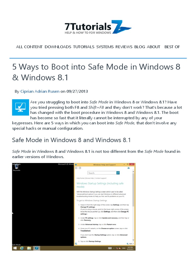 5 Ways To Boot Into Safe Mode in Windows 8 & Windows 8 | PDF | Windows ...