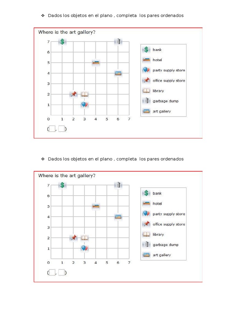 Completa Pares Ordenados en el Plano | PDF | Enseñanza de matemática ...
