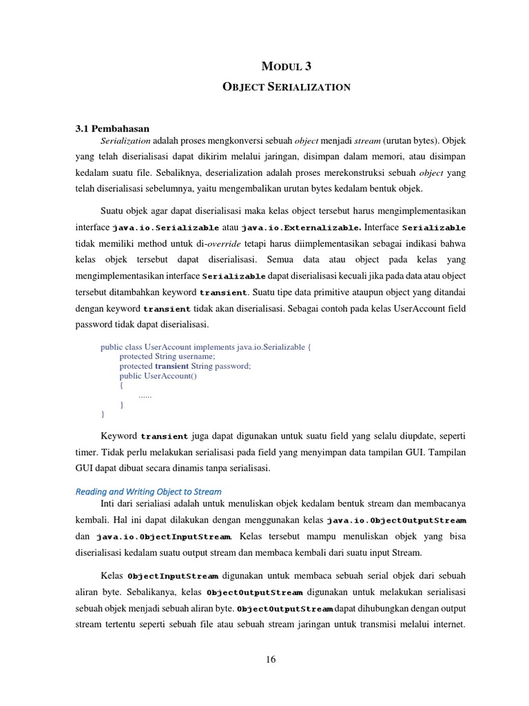 Modul 3 - Object Serialization | PDF