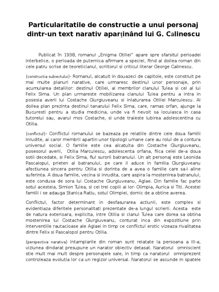 Particularitatile de Constructie A Unui Personaj Dintr | PDF