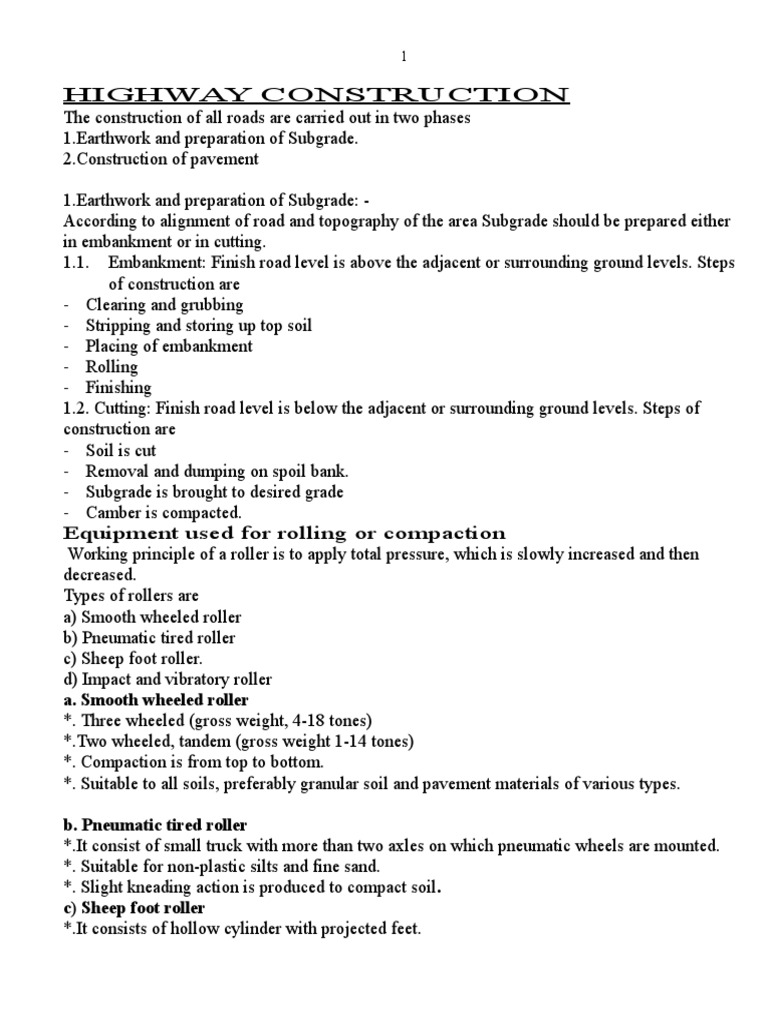 Highway Construction Basics | PDF | Road | Road Surface