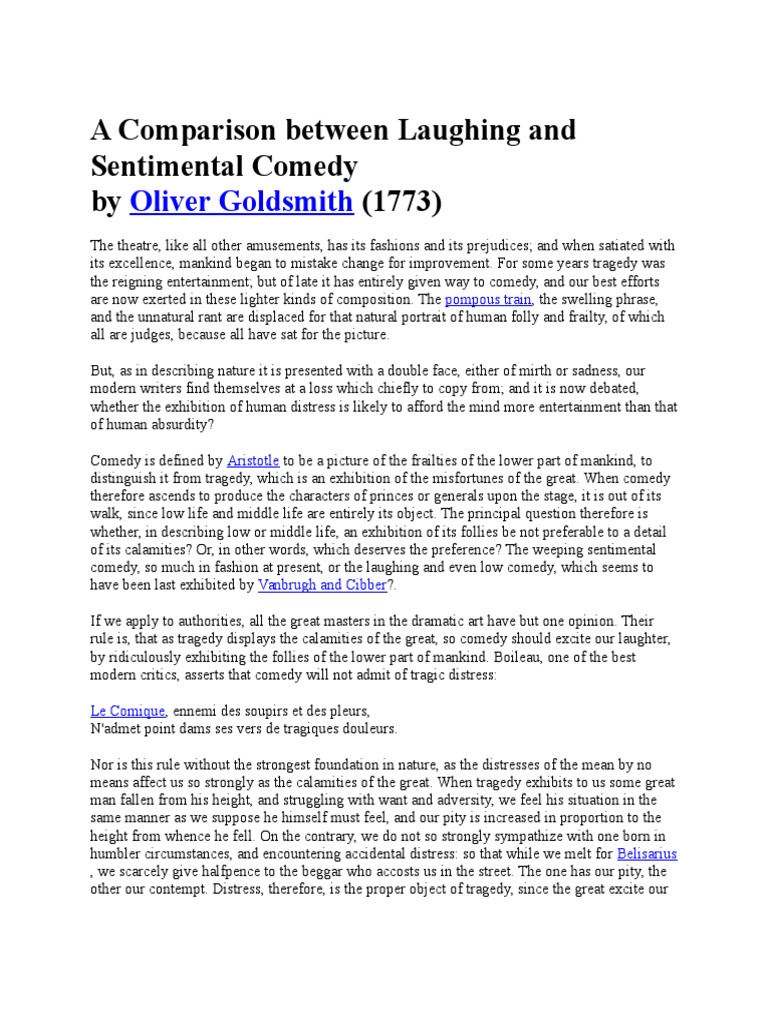 A Comparison Between Laughing and Sentimental Comedy | PDF | Comedy ...