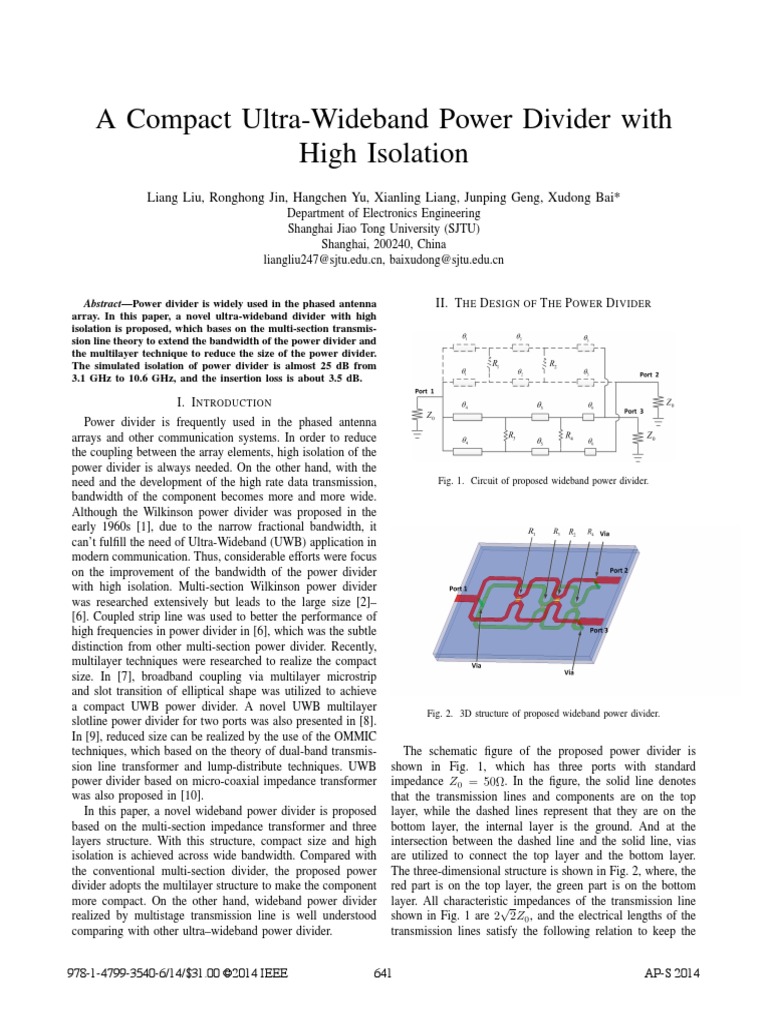 A Compact Ultra-Wideband Power Divider With High Isolation 3.1-10.6 GHZ ...