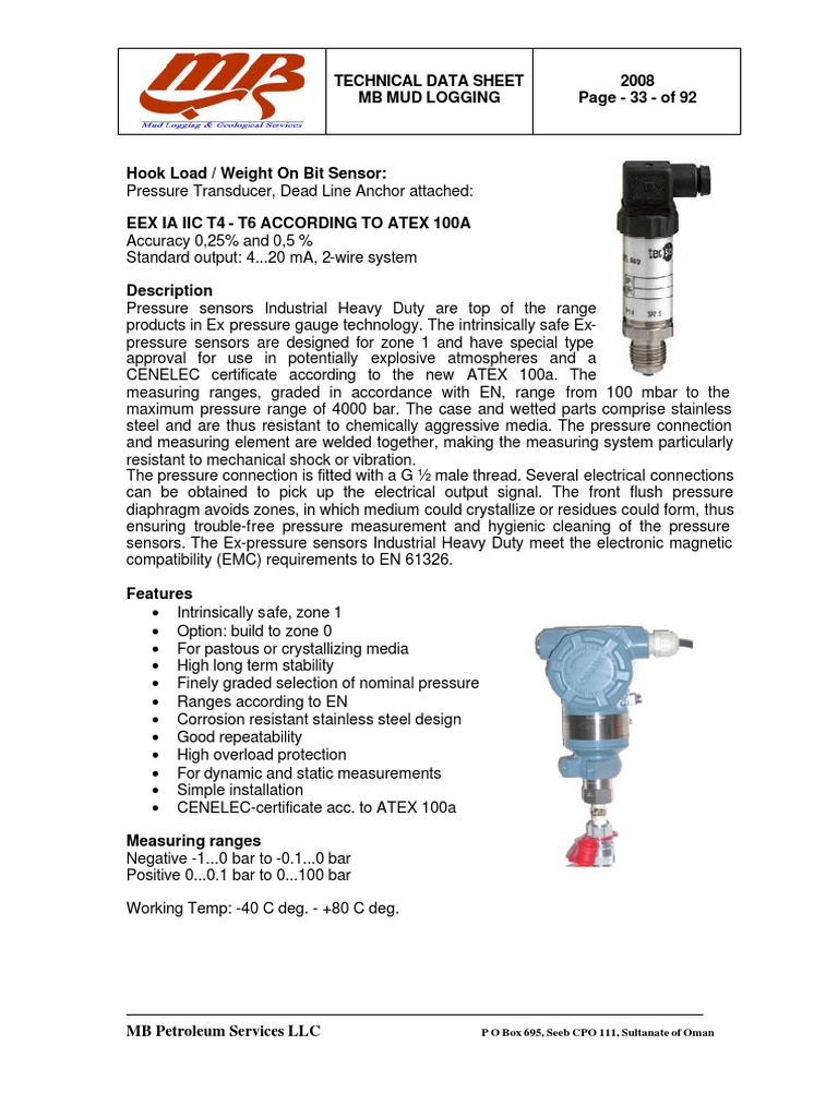 Drilling Parameters Sensors | Sensor | Drilling Rig