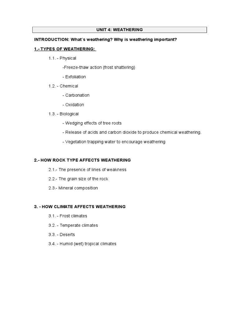 Unit 4: Weathering INTRODUCTION: What S Weathering? Why Is Weathering ...