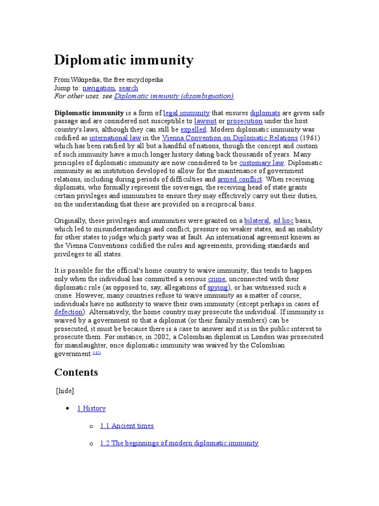 Diplomatic Immunity | Global Politics | National Security