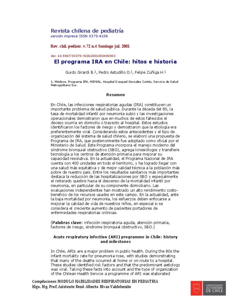 Historia Programa IRA en CHILe | PDF | Neumonía | Amamantamiento