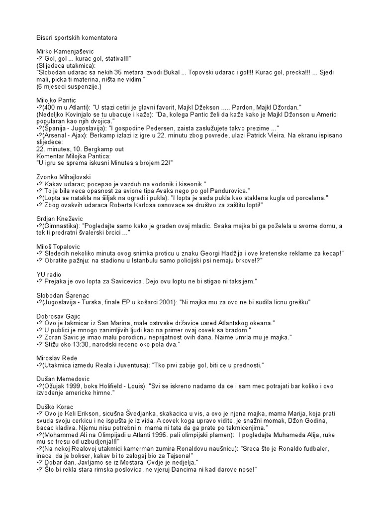 Biseri Sportskih Komentatora | PDF