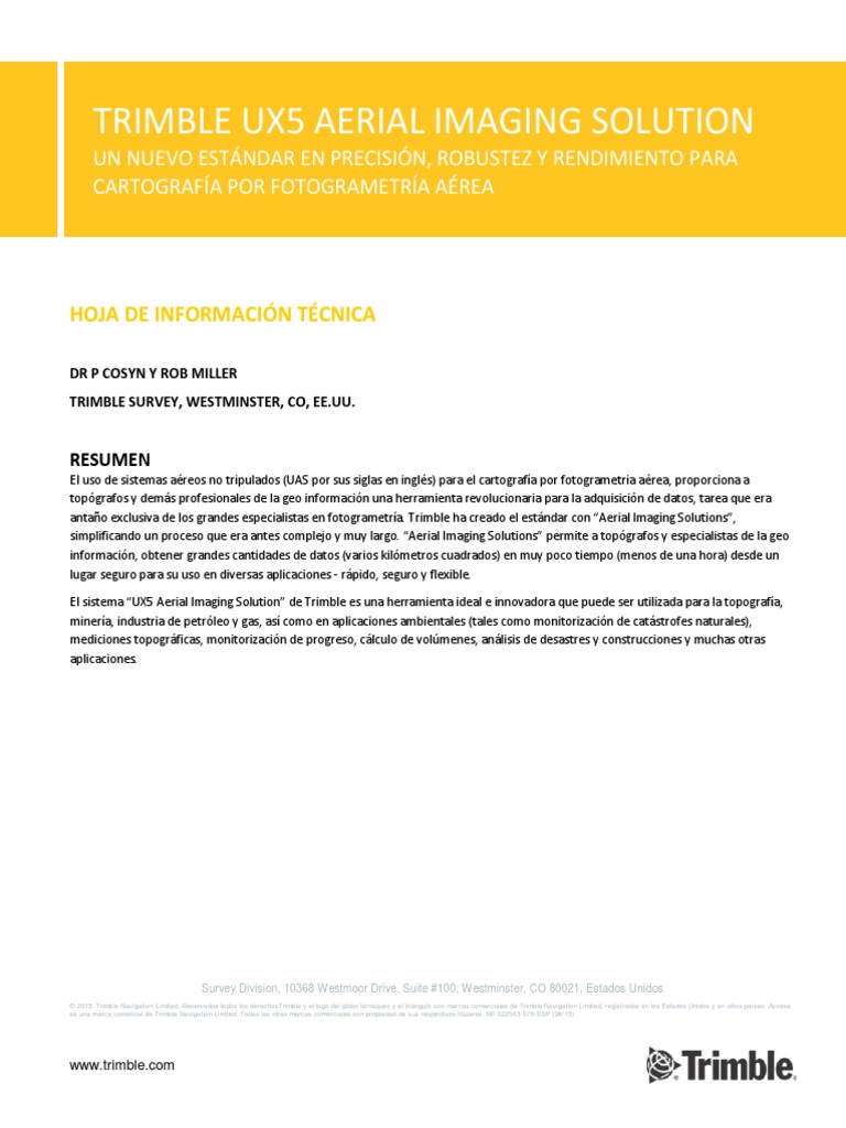 Brochure Trimble Ux5 Español | PDF | Lente de la cámara | Avión