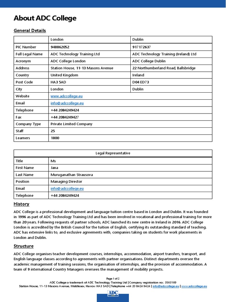 About ADC College PDF | PDF | Internship | Job Hunting