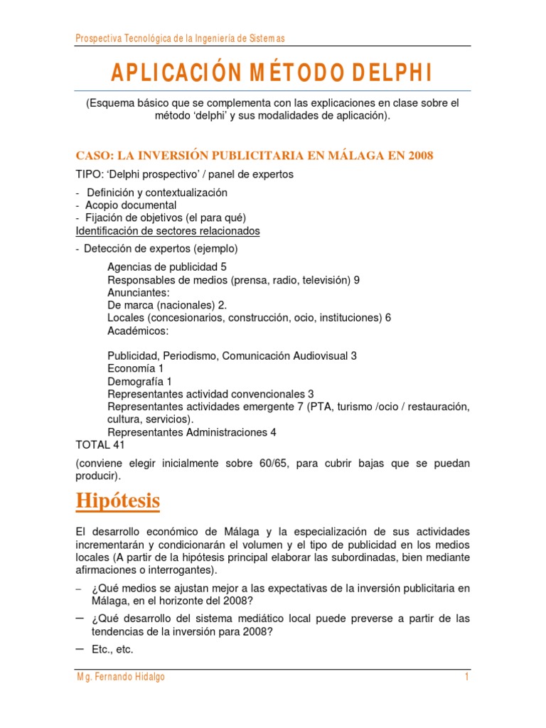 004 - Metodo Delphi - Aplicacion (1) | Cuestionario | Publicidad ...