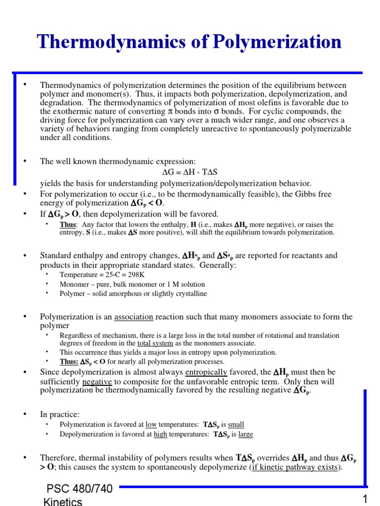 Thermodynamics Polymers | PDF | Polymerization | Polymers