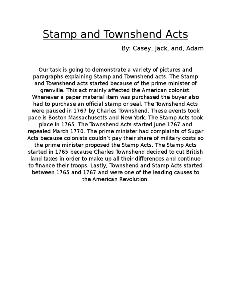 Stamp and Townshend Acts | PDF