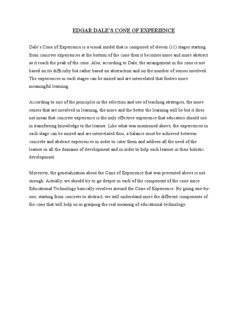 Edgar Dales Cone of Experience | Download Free PDF | Educational ...