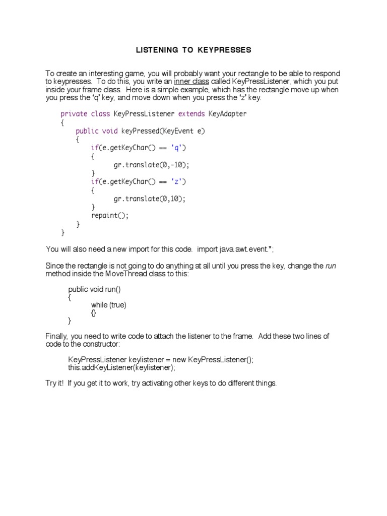Listening To Keypresses | PDF | Computers