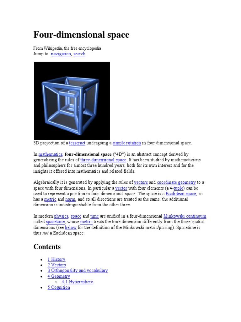 Understanding Four-Dimensional Space | PDF | Dimension | Classical Geometry