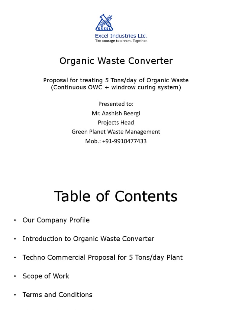 Cont OWC 5 TPD - Green Planet | PDF | Waste | Waste Management