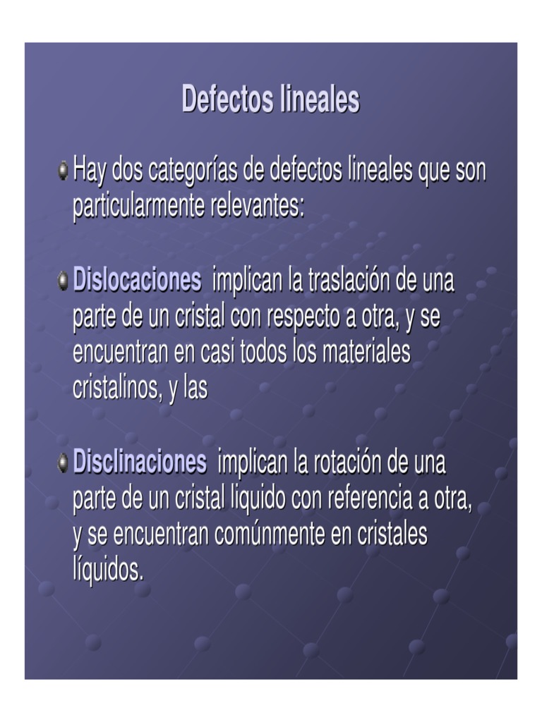 Defectos Lineales en Materiales Cristalinos | PDF | Dislocación | Rotación